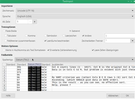 Calc Data Sort Failure English Ask LibreOffice