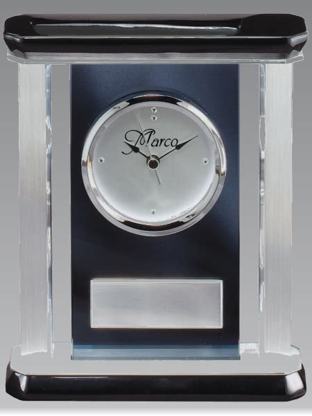 Glass Ebony Table Clock Ampros Awards