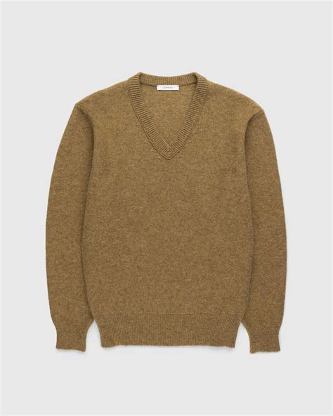 Lemaire Wool V Neck Sweater Dark Mustard Highsnobiety Shop