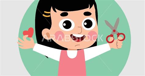 فيكتور لشخصية كرتونية بتعابير مختلفة رسم توضيحي لفتاة بإيماءات وجه