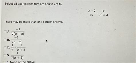 Solved Select All Expressions That Are Equivalent