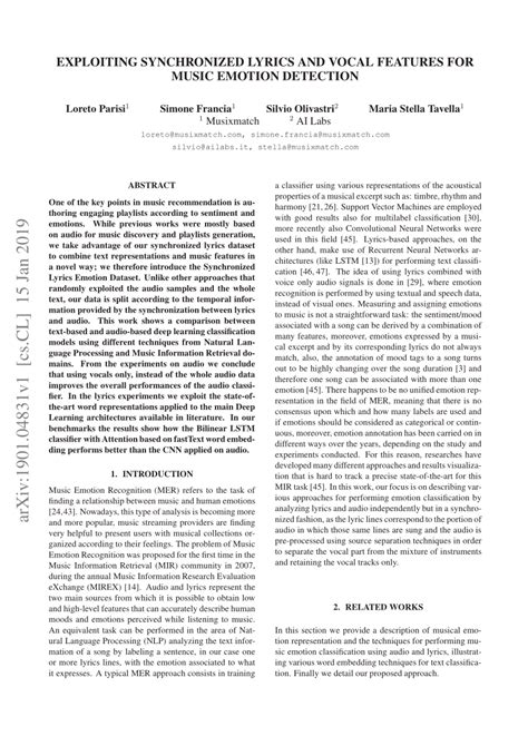 Pdf Exploiting Synchronized Lyrics And Vocal Features For Music