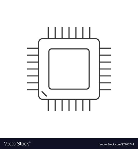 Computer Processor Linear Icon On White Background