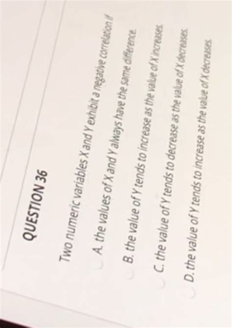 Solved Question 36 Two Numeric Variables X And Y Exhibit A