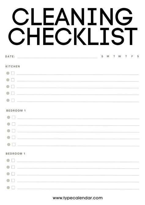 Free Printable House Cleaning Checklist Templates Pdf Excel Word