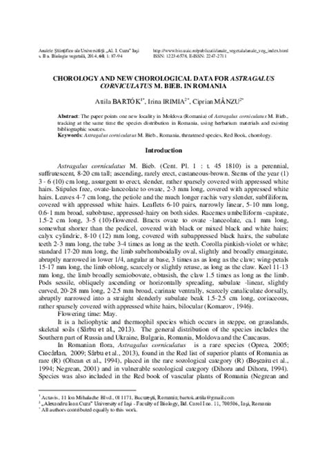Chorology And New Chorological Data For Astragalus Corniculatus Mbieb