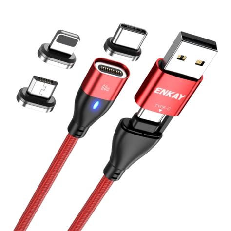Enkay 6 In 1 Pd60w Usb A Type C To Type C 8핀 마이크로 Usb 자기 고속 충전