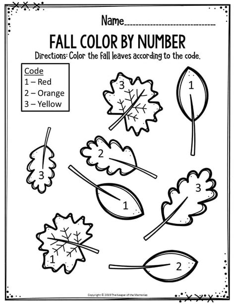 Fall Color By Number Printable