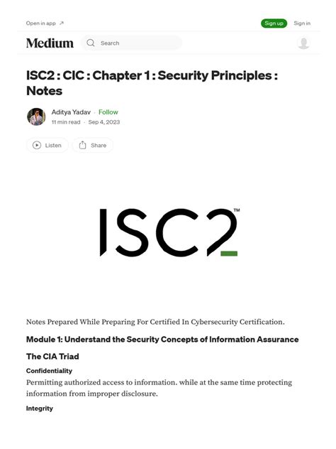 Isc2 Chapter 1 Security Principles Pdf Risk Computer Security