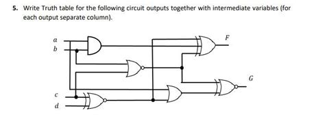 Solved 5 Write Truth Table For The Following Circuit