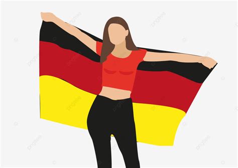 Girl Holding German Flag Illustration Vector Girl German Flag