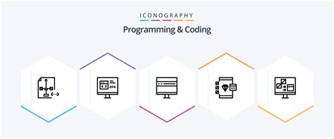 Programming And Coding 25 Line Icon Pack Including Coding App