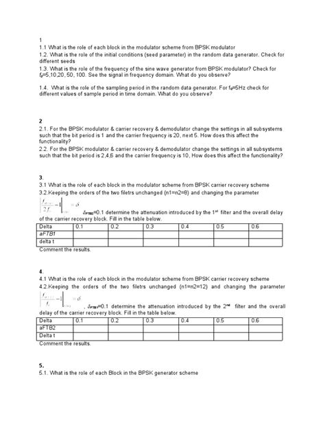 1 Bpsk Lab Questions Pdf Modulation Filter Signal Processing