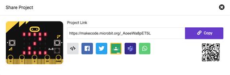 The Share Project Window With The Link Address Displayed