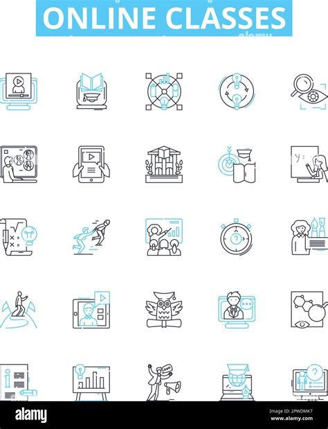 Online Classes Vector Line Icons Set Online Classes Learning