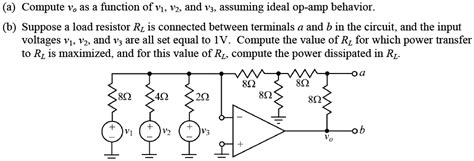 solved a compute v as a function of v1 v2 and v3 assuming ideal