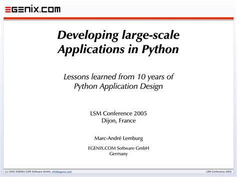 Pdf Developing Large Scale Applications In Python · Developing Large