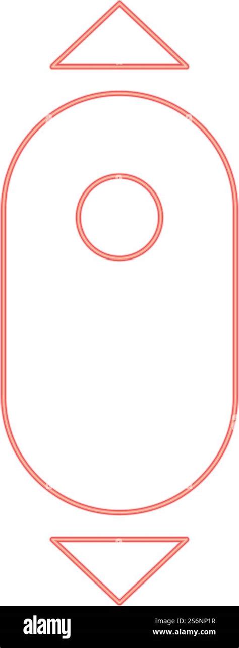 Neon Scroll Down Computer Mouse Red Color Vector Illustration Flat Style Light Image Neon