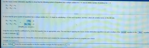 Solved Use The Gauss Jordan Elimination Algorithm To Show