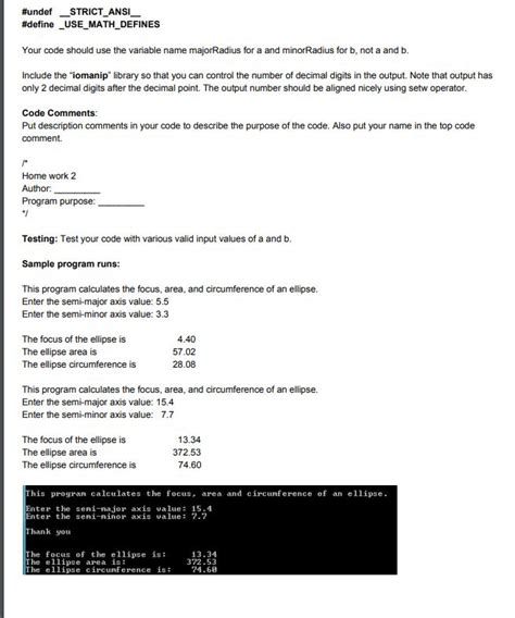 Solved Write A C Program To Calculate The Focus The Area