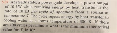 Solved 537 At Steady State A Power Cycle Develops A Power