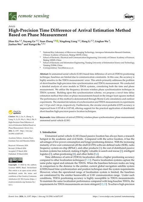 Pdf High Precision Time Difference Of Arrival Estimation Method Based On Phase Measurement
