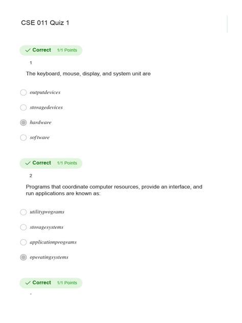 Cse 011 Quiz 1 Pdf Computer Data Storage Computer File