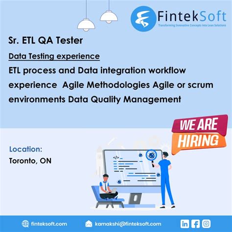 We Are Hiring Sr Etl Qa Tester Share Resume To Kamakshifinteksoft