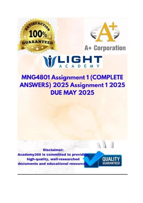 Mng4801 Assignment 1 Complete Answers 2025 Assignment 1 2025 Due May 2025 100 Trusted