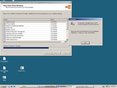 Setup Has Encountered Fatal Errors During Database Initialization