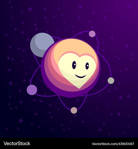 Cute Pluto Planet With A Smiling Face And Heart Vector Image