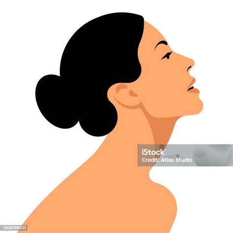 완벽한 피부로 아름다운 여성 얼굴을 클로즈업 아름답고 관능적인 소녀 그녀의 머리는 롤빵에 다시 당겨 머리와 어깨 완벽에 대한 스톡 벡터 아트 및 기타 이미지 Istock