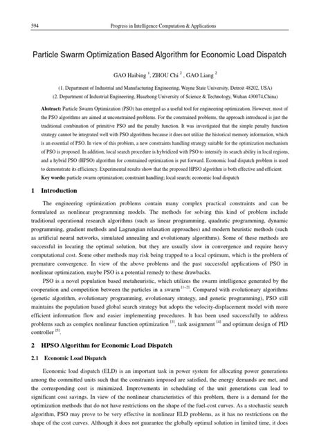 particle swarm optimization based algorithm for economic load dispatch