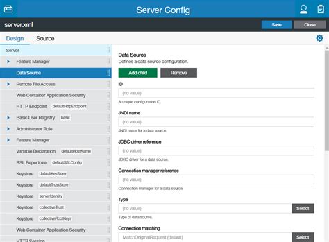 Websphere Liberty Admincenter Datasource Stack Overflow