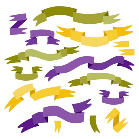 Ensemble De Rubans Vert Jaune Et Violet Vecteur Premium