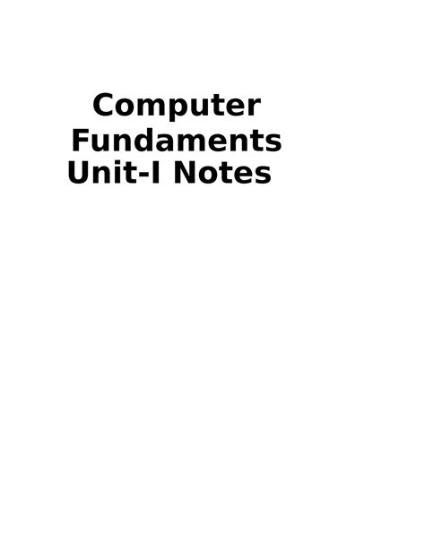 computer fundamentals unit i computer fundaments unit i notes number