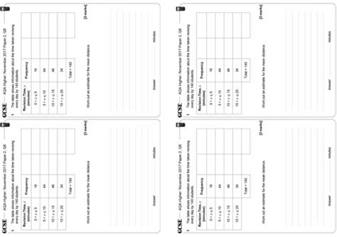 Averages From Grouped Frequency Tables Gcse Questions Higher Aqa
