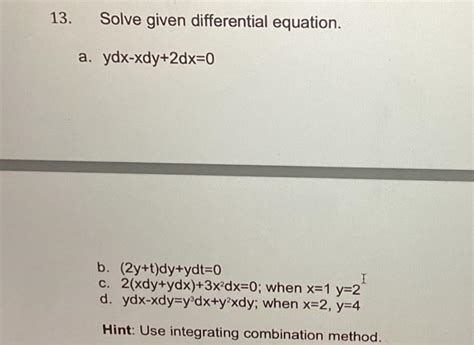 solved 13 solve given differential equation a