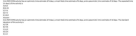 solved 3 a pert cpm activity has an optimistic time