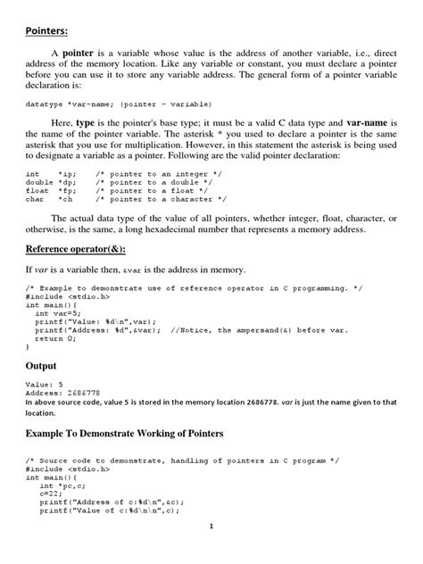Pointers In C Pdf Pointer Computer Programming C Programming