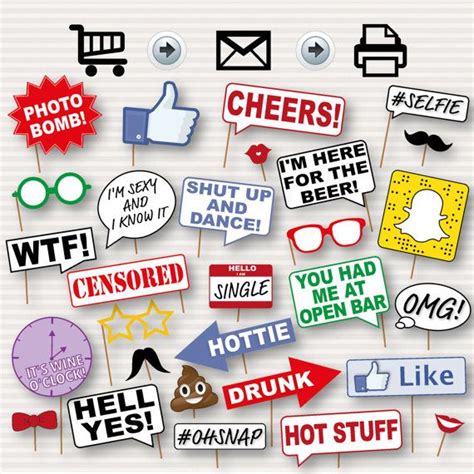 Adults Party Photo Booth Printable Props Birthday Party Etsy Party