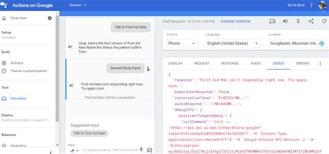 Dialogflow Es Actions On Google Request Contains An Invalid Argument