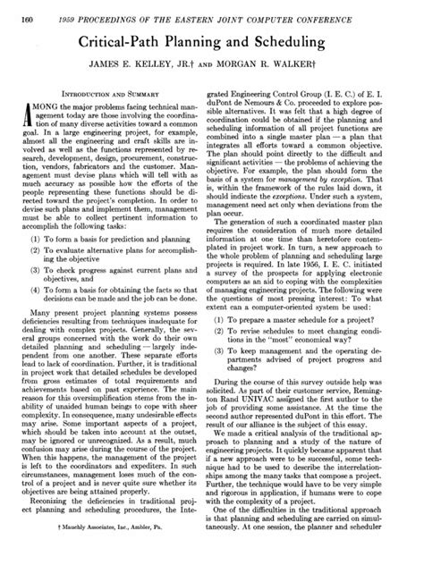 Acm Digital Library Critical Path Planning And Scheduling Pdf