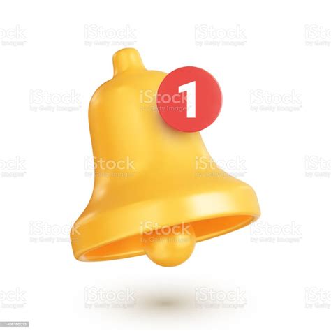 알림 카운터가 있는 알림 벨 아이콘입니다 현실적인 골든 벨 소셜 미디어 인스턴트 메신저 또는 이메일의 새로운 메시지 알림의 개념 흰색 배경에 3d 벡터 일러스트 레이 션 3