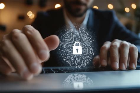 Securing Digital Information Through Fingerprint Technology At Night Premium Ai Generated Image