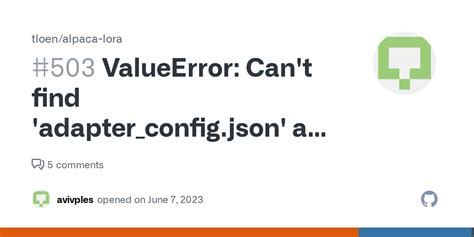 Valueerror Cant Find Adapterconfigjson At Tloenalpaca Lora 7b
