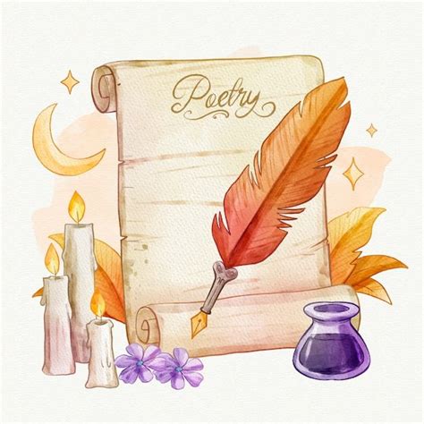 Watercolor Poetry Illustration Free Vector Poetry Posters Poetry