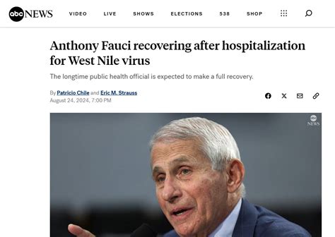 1 6 دو روز پیش اعلام شد که آنتونی فائوچی مشاور هفت رییس جمهور آمریکا به‌علت ابتلا به عفونت