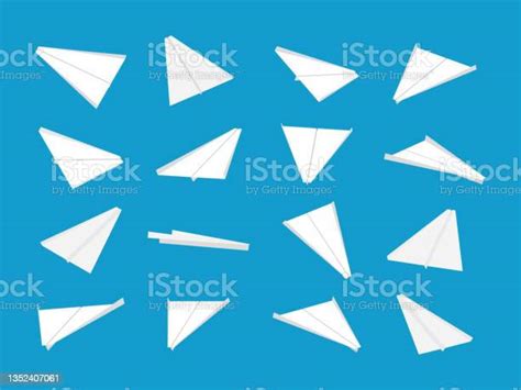 다양한 뷰와 각도를 가진 백서 평면 컬렉션 개체 그룹에 대한 스톡 벡터 아트 및 기타 이미지 개체 그룹 날기 바람 Istock