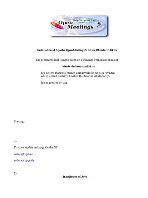 installation openmeetings 5 1 0 on ubuntu 18 04 lts 3 pdf sudo